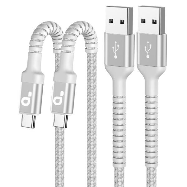 USB C ケーブル 2M USBA USBCケーブル 急速充電 USB-A to USB-C 高速充電コード 2本 ナイロン編み 断線防止 iPhone 17/16/15/iPad/MacBook Pro/Galaxy S24/Mateb...