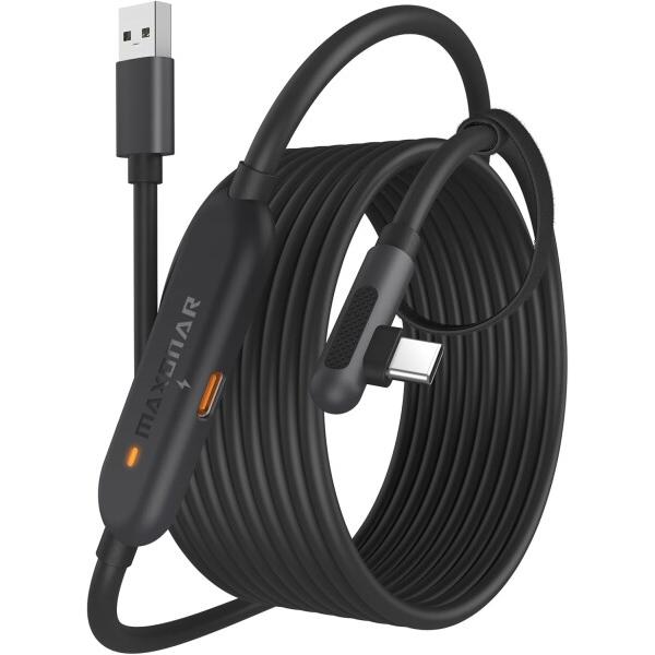 Maxonar リンクケーブル 6M Meta Quest 3S/Quest 3/Oculus Quest 2/Pico 4と互換性あり ゲームPC・Steam VR用5Gbps高速データ転送・L字型・高耐久 USB-A 3.0 &amp;...