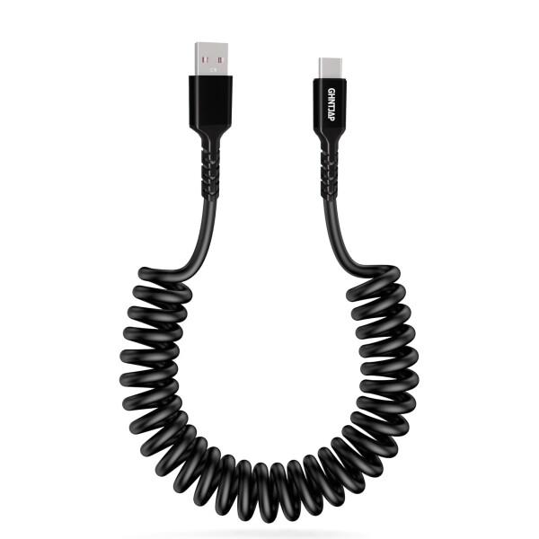 GHNTJAP USB C ケーブル コイル型 0.4Mから1.2Mまで USB A to USB C ケーブル 伸びる USB Type C 急速充電 QC3.0対応 iPhone15/Galaxy/Pixel/Xperia等タイプc機器...