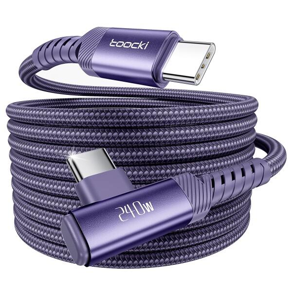 toocki USB C ケーブル L字 240W/5A Type-c L型 PD3.1急速充電 断線防止 ナイロン編み アンドロイド iPhone 17/iPhone 16/iPhone 15/Plus、MacBook Air/Pro、G...