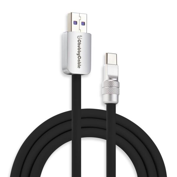 chubbycable USB C ケーブル 耐久性のあるソフトシリコン製 240W 急速充電 スマートフォン タイプc ケーブル データ転送コード iPhone 17/16/15シリーズ iPad 対応, ブラック, USB-A から T...