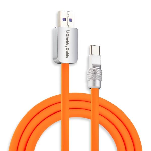 chubbycable USB C ケーブル 耐久性のあるソフトシリコン製 240W 急速充電 スマートフォン タイプc ケーブル データ転送コード iPhone 17/16/15シリーズ iPad 対応, オレンジ, USB-A から T...