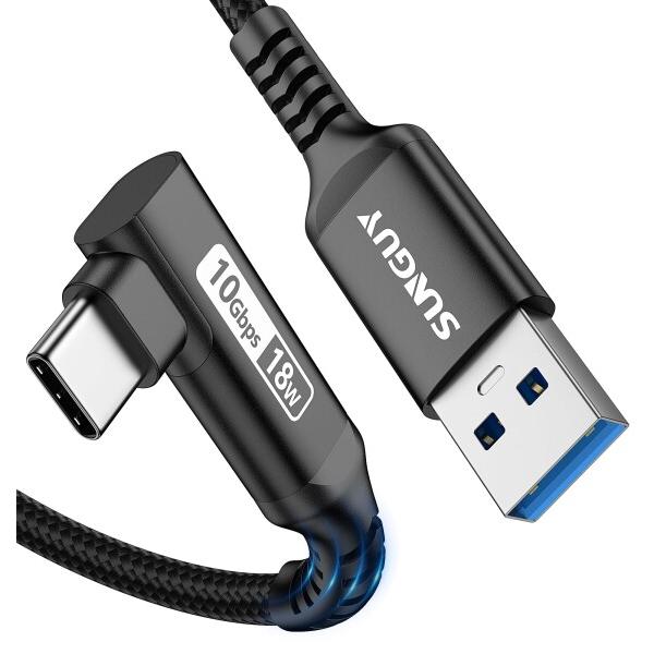 SUNGUY USB Type C ケーブル L字 1.2M USB3.1 Gen2 10Gbps データ転送 タイプ c ケーブルUSB-A to USB-C 3A高速充電 Android Auto対応 ナイロン編み 高耐久性 Galax...