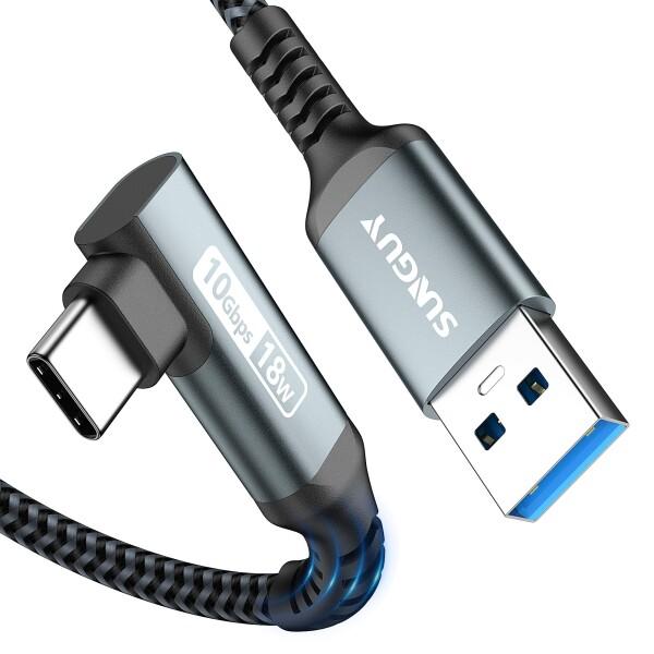 SUNGUY USB Type C ケーブル L字 1.2M USB3.1 Gen2 10Gbps データ転送 タイプ c ケーブルUSB-A to USB-C 3A高速充電 Android Auto対応 ナイロン編み 高耐久性 Galax...