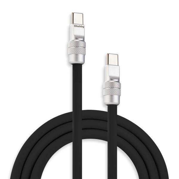 chubbycable USB C ケーブル 耐久性のあるソフトシリコン製 240W 急速充電 スマートフォン タイプc ケーブル データ転送コード iPhone 17/16/15シリーズ iPad 対応, ブラック, Type-C から ...