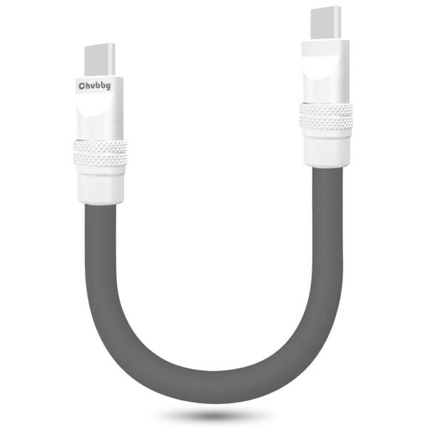 chubbycable USB-C to USB-Cケーブル 短い 240W急速充電 ソフトシリコン製 高耐久性 Type-Cケーブル 高速データ転送コード iPhone 17/16/15シリーズ iPad 対応（ブラック、0.1m）商品コ...