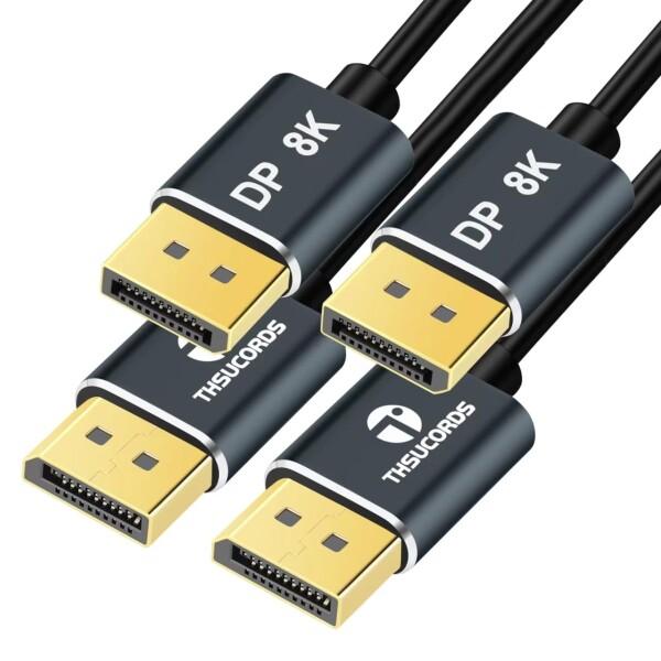 Thsucords DisplayPortケーブル 2M 2本パック 認定ウルトラスリム&amp;薄型8K 4Kディスプレイポート 1.4ケーブル(DPケーブル) 8K@60Hz、4K@144Hz 32.4Gbpsをサポート ノートパソコン...