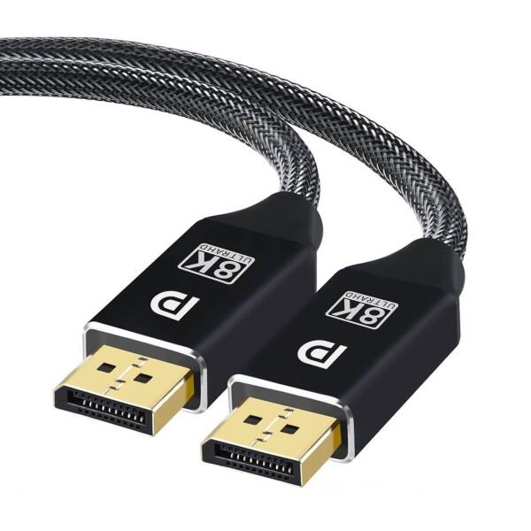 SZSL 8K DisplayPort ケーブル DP 1.4 1mディスプレイポート ケーブル8K/60Hz 4K/144Hz HDR 32.4Gbpsハイスピード映像・音声同期出力 超高速耐久ナイロン編みケーブル 対応 PC テレビ H...