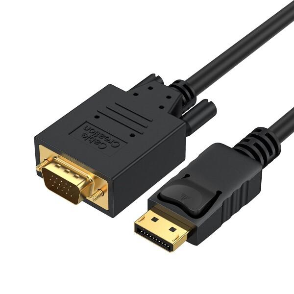 DisplayPort VGA ケーブル,CableCreation ディスプレイポート to VGA 変換 ケーブル 1.8M 標準 DP-VGA ケーブル  金メッキ ブラック商品コード：49079593462型番：CD0022サイズ：...