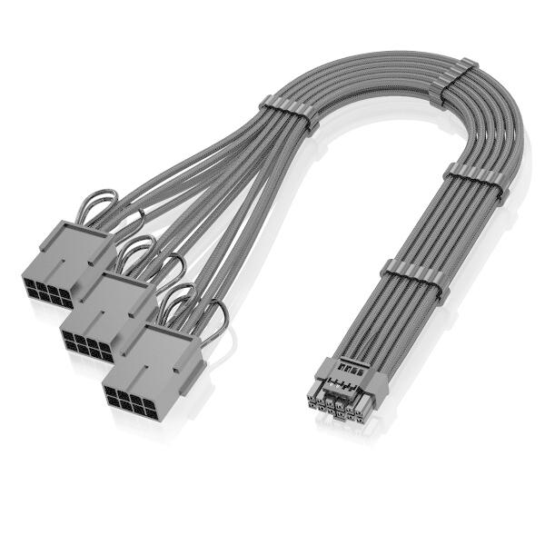 EZDIY-FAB 電源専用 PSUケーブル 延長スリーブケーブル、16 ピン (12+4) 12VHPWR PCIe 5.0 コネクタオス - 3X PCIE 8 ピン、RTX 4080 3090Ti 用、16AWG 30CM プリインス...