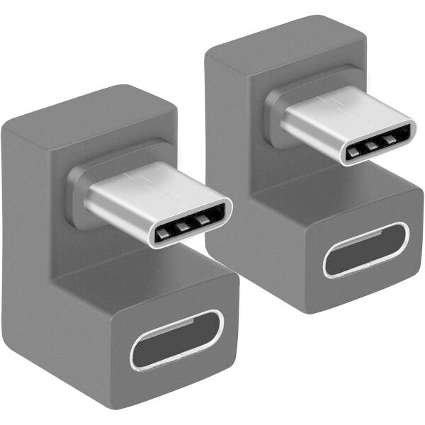 leizhan USB-C 180度角度付きアダプター（2個セット）、U字型 USB-C 3.1 オスからメスへの高速データ転送コネクタ スマートフォン、タブレットなどに対応-ブラック商品コード：49079595002型番：MS-TypeC...