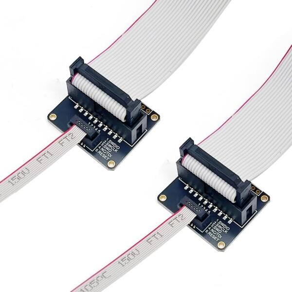 Treedix 2pcs JTAG変換ボード 変換アダプタ JTAG（2X10 2.54mm） to SWD (2x5 1.27mm) IDCリボンケーブル付き 電子工作 (JTAG変換ボード + IDCリボンケーブル)商品コード：4907...