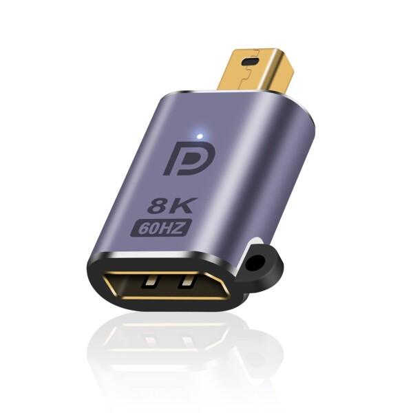Poyiccot 8K Mini Displayport 変換アダプタ、DP 1.4 高速 32.4Gbps HDR 3D Mini-Displayport (オス) to DisplayPort (メス)変換アダプタ対応 8K 60Hz ...