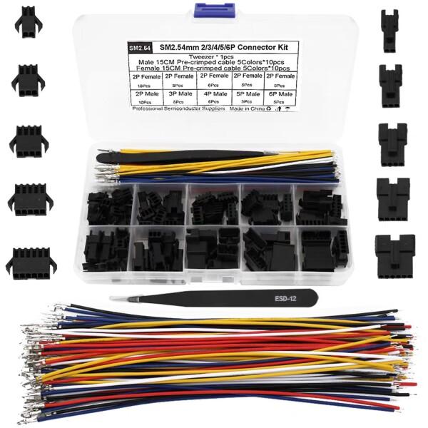 BEHOSHI JST SM コネクターケーブルキット 2.54mm オス/メスコネクタ SM端子 22AWG 圧着済みケーブル付き 5色 150mm 2ピン 3ピン 4ピン 5ピン 6ピン ハウジング JST アダプター商品コード：490...