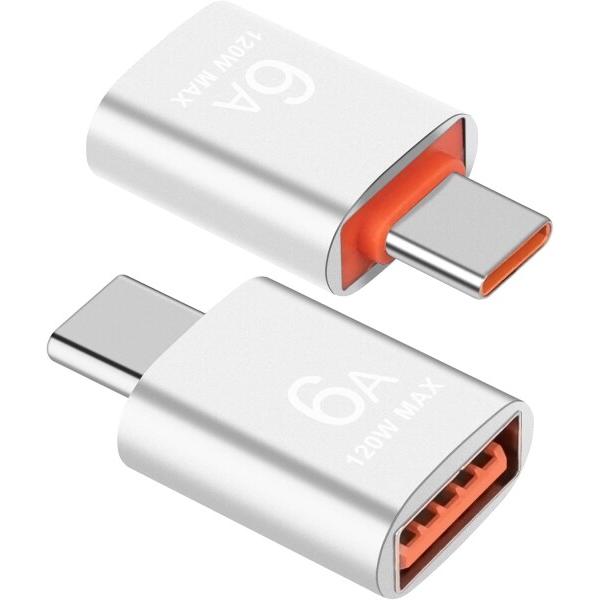 leizhan USB Type-C オスからUSB メスアダプター、10Gbps/120W Type-CからUSB 3.1高速充電・データ転送・OTGアダプター（スマートフォン、PC、ノートパソコン、タブレット、キーボードなど対応）-シル...