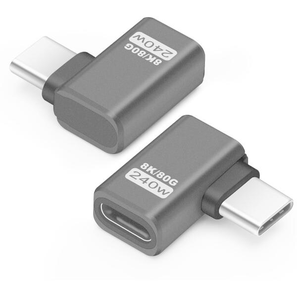 leizhan USB Type-C オスからメスアダプター、80Gbps/240W Type-Cから高速充電・データ転送・OTGアダプター（スマートフォン、PC、ノートパソコン、タブレット、キーボードなど対応商品コード：490795954...