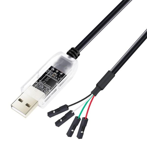 DTECH USB TTL シリアル 3.3v 1m アダプター デバッグ ケーブル TX RX 信号 USB UART デバッグ ケーブル LED インジケーター 4ピンメスソケット PL2303 Prolific チップ用 Window...
