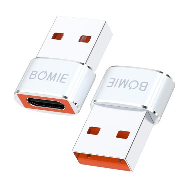 BOMIE USB Type-C 変換アダプタ 2個セット PD/QC 急速充電 480Mbpsデータ転送 Type-C (メス) to USB 2.0 (オス) 変換アダプタ 超小型 OTG対応 スマートチップ Pad Pro,Phone...