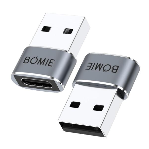 BOMIE USB Type-C 変換アダプタ 2個セット PD/QC2.0 急速充電 480Mbpsデータ転送 Type-C (メス) to USB 2.0 (オス) 変換アダプタ 超小型 OTG対応 アルミ合金外殻 Windows,M-...