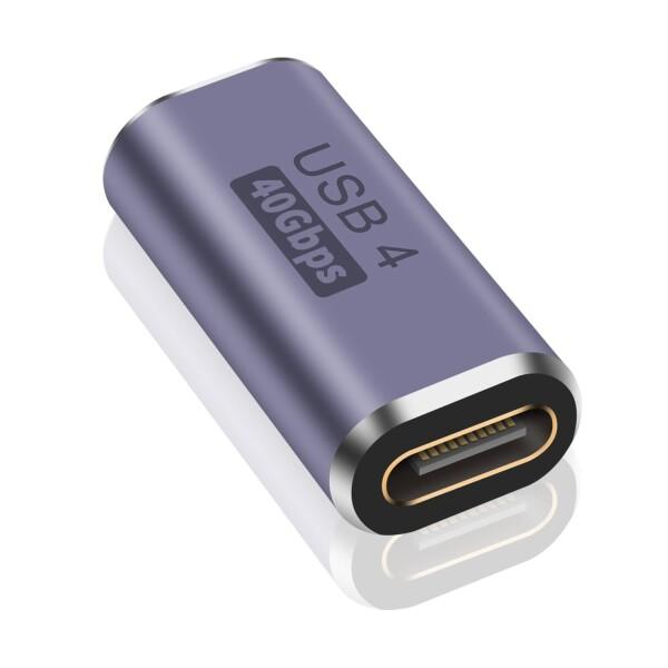 Poyiccot USB Type C メス メス 中継アダプタ、40Gbps USB -C 中継コネクタ、USB C 延長コネクタType-c 延長アダプタ 雷電 USB 4.0 /MacBook/MacBook Air など対応 (1個...