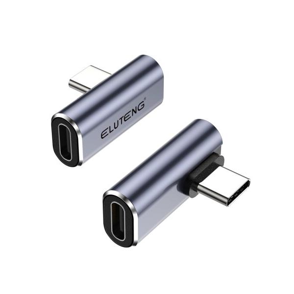 ELUTENG USB4.0 変換アダプター L字 40Gbps 2個入り 8K@60Hz映像出力対応 USB TypeC 90度 変換アダプタ USB L字 アダプタ 100W 5A急速充電 音声転送 Thunderbolt 3 Mac ...