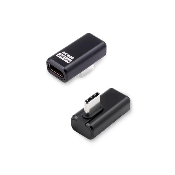 Duttek 240W USB C L字変換アダプタ、80Gbps L型USB Type Cオスメス変換アダプタ、USB Type-c L字型 アダプタ PD急速充電、8k@60hzビデオ対応、サンダーボルト5/4/3対応商品コード：490...