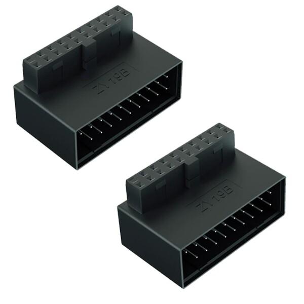 Poyiccot USB 3.0 19ピン コネクタ、下向キ凸内側 90度角度変更アダプタ、USB オス - メス19pin ソケット配線 直角 アダプター デスクトップボード対応商品コード：49079595790型番：POY-000055...