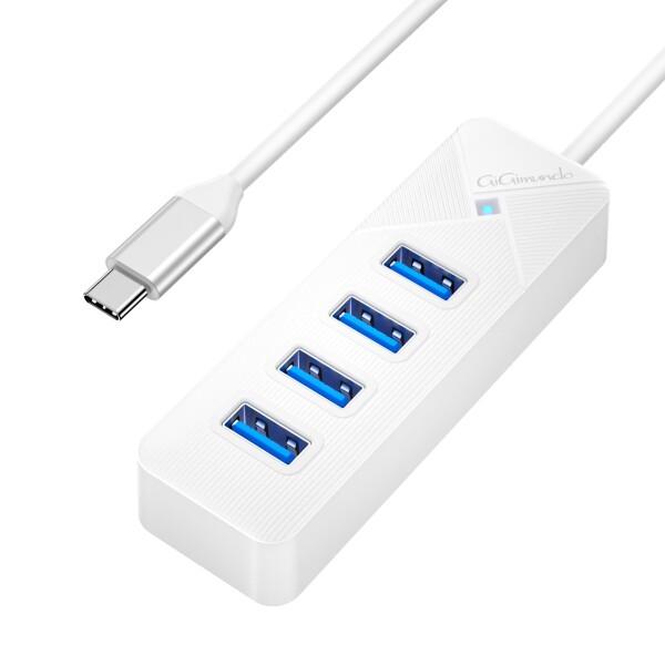 GiGimundo 4in1 USBハブ USB3.0 4ポート USB HUB バスパワー 5Gbps高速転送 Type-C MacBook iPad Pro ChromeBook Pixel 他対応 スリム設計 軽量 テレワーク/リモー...