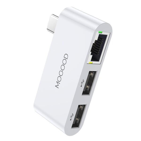 MOGOOD USB Cハブ LANアダプター 1000Mbps Type C to RJ45 USB C イーサネットアダプター usb ハブ type-c 2ポートUSB C2.0ハブ MacBook Pro, iPad Pro,XPS...