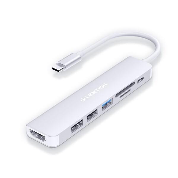 LENTION 7in1 USB C ハブ 4K@60Hz HDMI出力 USB3.0 Micro SD/SDカードリーダー 100W PD給電 Type C タイプc 変換アダプタ 搭載 MacBook Pro/Air M1/M2/M3/...