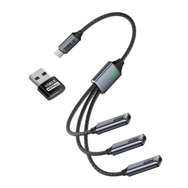CY HUB USB 2.0 Type-C USB-C - 3ポートハブケーブル バスパワー 1-3 データ ノートパソコン デスクトップ 電話 マウス キーボード プリンター ディスク用商品コード：49079596297型番：UC-127...
