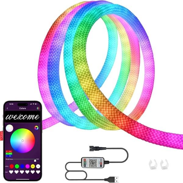 5V USB LEDネオンストリップ 1m IP67防水 WS2812B RGB IC 360度 アドレス指定可能 調光調色 高演色 高輝度 カーテン・PC周り・ゲームのムード照明に 室内外商品コード：49079596376型番：FOB-R...