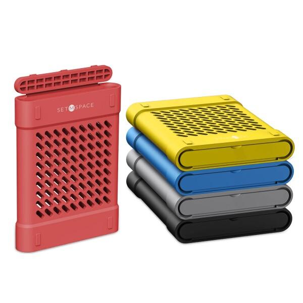 (5個) SETMSPACE 2.5インチポータブルSSD HDDハードディスク収納ボックス 9.5mm / 7mm 4TBポータブルハードディスク収納、静電気防止、耐震性、転倒衝撃防止、耐摩耗性シリコンハードディスクカバー、ホールデザイン...