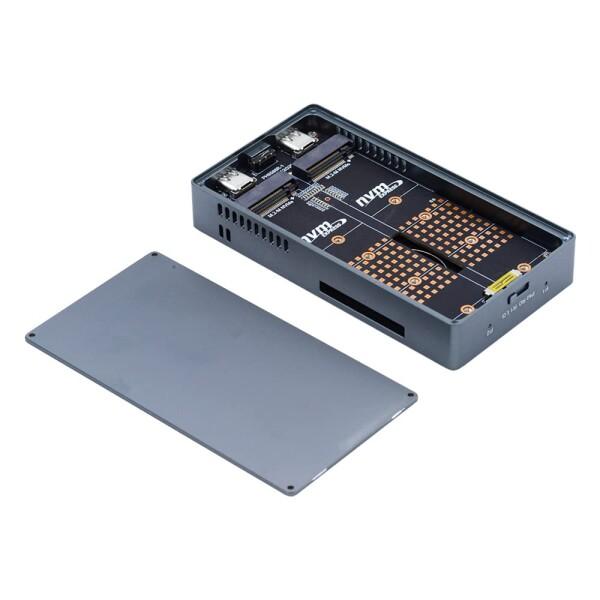 Xiwai 20Gbps デュアル NVME ドライブケース M.2 NGFF M-Key to USB-C Type-C Raid0 Raid1 JOBD Big SSD エンクロージャー ファン Raid0 ハイパーアダプター付き 22...