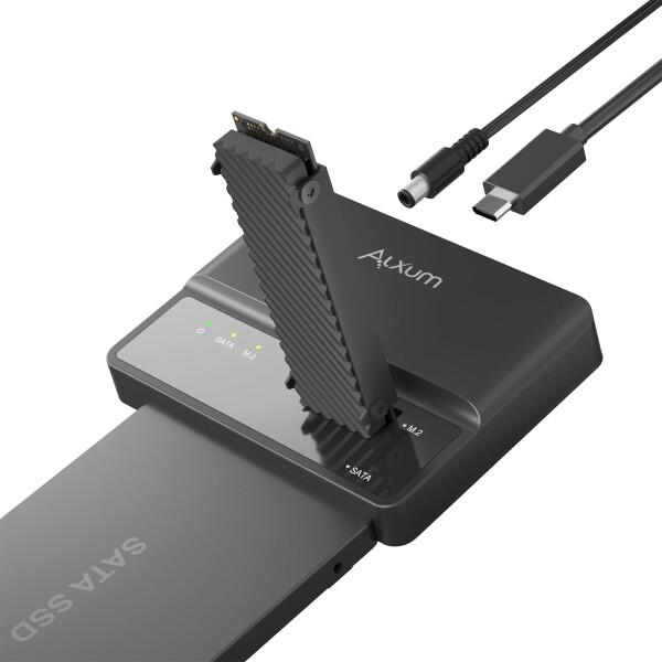 Alxum PCIE NVME M.2とSATA 両対応 外付けSSDケース-10Gbps高速転送 USB C 3.2 ケースUSAP&amp;TRIMをサポート 工具不要のインストール 2230/2242/2260/2280 M.2と2....