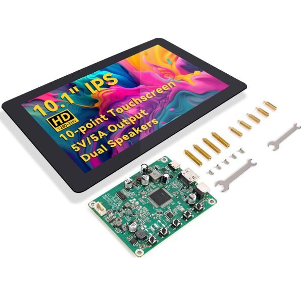 SunFounder 最新10インチDIYタッチスクリーン オールインワンソリューション（Raspberry Pi 5対応）IPS HD 1280×800 LCD、5.1V/5A出力内蔵、HDMI、10点マルチタッチ、ドライバ不要、スピーカ...