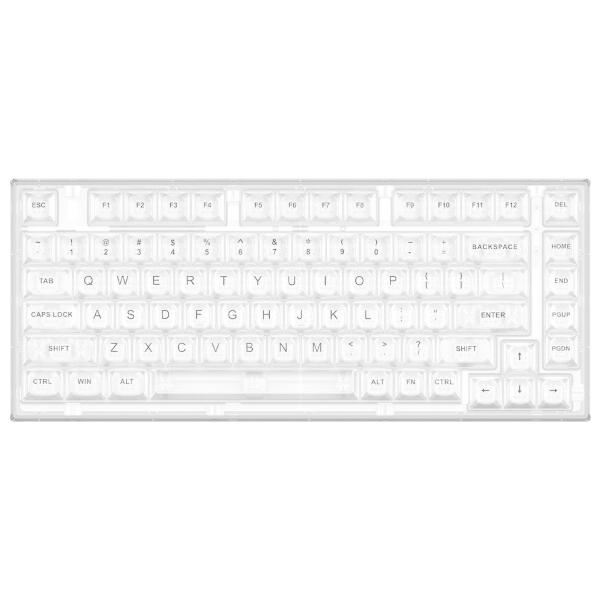 YUNZII X75 PRO 82キーワイヤレス ホットスワップ対応 英語配列 メカニカルゲーミングキーボード 透明キーキャップ BT5.0/2.4G/USB-C ガスケット装着キーボード Windows/Mac用 技適認証取得(Kailh...