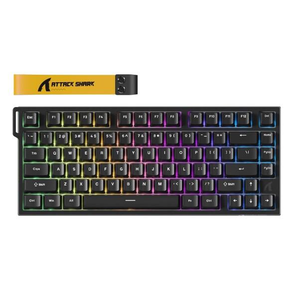 ATTACK SHARK R82HE 有線ゲーミングキーボード：真8Kポーリングレート/0.005mm超高精度RT対応/磁軸&amp;混合軸自由交換/75%コンパクトレイアウト/航空アルミプレート/5層消音構造/HIFIサウンド/256Kス...