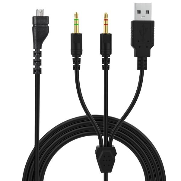 Sqrmueki 兼容SteelSeries Arctis 3/5/7/Pro 対応 交換用USBオーディオケーブル 6ft ? ゲーミングヘッドセット用充電＆音声サポート ? PC/Mac/ノートパソコン対応 高耐久設計商品コード：490...