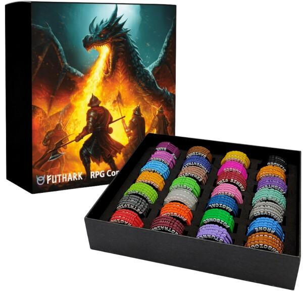 Futhark 状態マーカー 112個セット D&amp;D 第5版(5e)対応 TRPG用 DM必携 収納箱付き商品コード：49081116726カラー：マルチカラー【112個セット】28種類×各4個。D&amp;D第5版をはじめ多くのT...