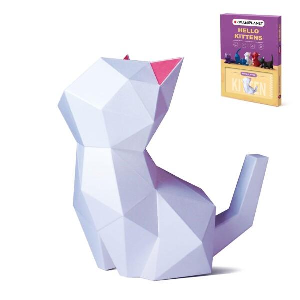 ORIGAMIPLANET 立体折り紙クラフトキット-Moonlit Kitten，猫の紙彫刻 家の装飾アートピース紙の飾り, 3D ペーパーアート 手作りインテリア雑貨，カット済みDIY工作セット 初心者向け , 14歳以上の大人と子供 ...