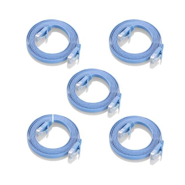COOSEED フラットケーブル LANケーブル 2m UTP Cat6 ストレート 2m*5本 ブルー「１つパッケージ5本が含まれています」商品コード：49081117363型番：CAT6-1~10Mサイズ：2M*5カラー：ブルー【ヒュー...