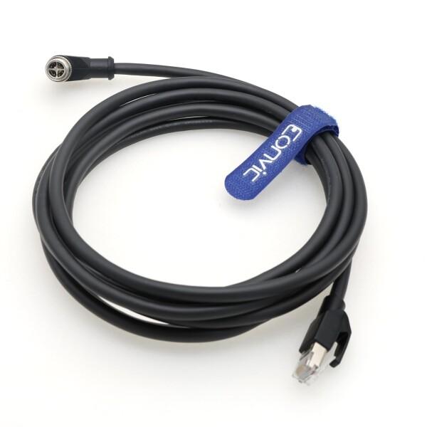 Eonvic イーサネットケーブル M12 Xタイプ 直角 8ポジションからRJ45 防水 工業用 ハイフレックスケーブル コニャックス用商品コード：49081117411型番：M12-X--8pinサイズ：3Mカラー：ライトアングルXコー...