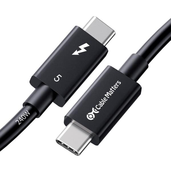 (Intel認証) Cable Matters 80Gbps Thunderbolt 5 ケーブル - 0.3m、(最大120Gbps帯域幅ブースト・240W充電・8K / 4K 540Hz)、サンダーボルト5ケーブル、Thunderbol...