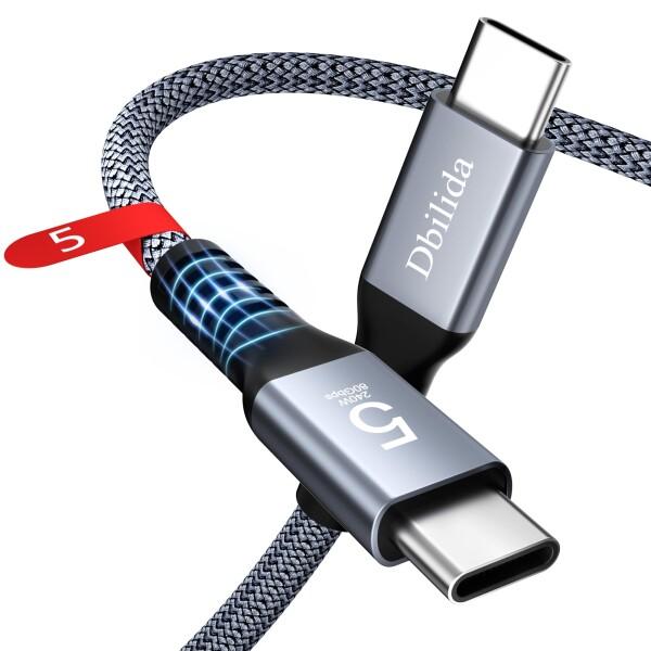 Thunderbolt 5 ケーブル 1M 対応、80Gbps高速転送 / 240W給電 / 120Gbps帯域 / 8K@165Hz・4K@540Hz USB4 2.0 サンダーボルト5ケーブル 対応、サンダーボルト4 / 3・iPhon...