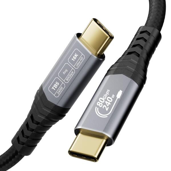 CABLAPTOP 16K USB-Cモニターケーブル（Thunderbolt 5対応）、80Gbps〜120Gbpsデータ帯域幅、16Kデュアル8K/6K USB-Cビデオケーブル、240W、USB 5.0/Thunderbolt 4ケー...