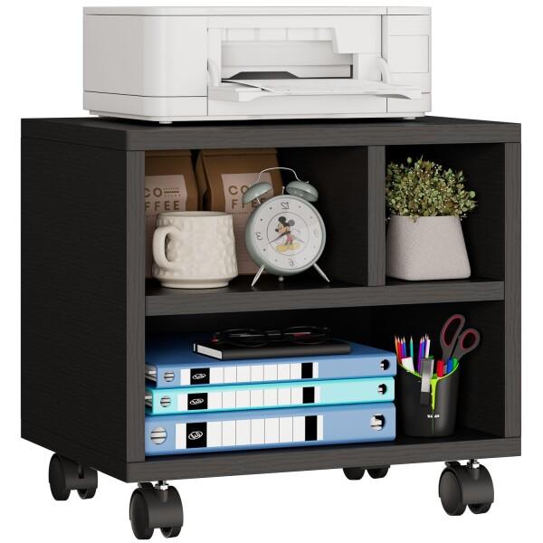 IBUYKE プリンター台 キャスター付き 木製 プリンターカート ワゴン PRINTER CART 3段 オフィス デスク下 卓上 収納 奥行き29幅39高さ30ブラック JPTPS004B商品コード：49081117801型番：TPS0...