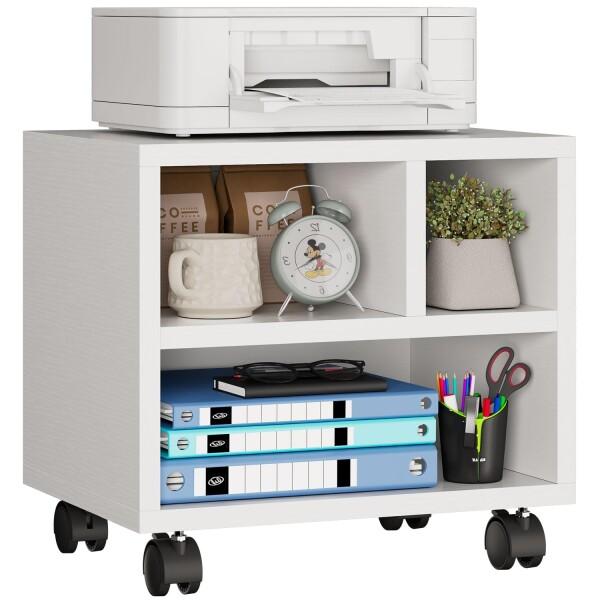 IBUYKE プリンター台 キャスター付き 木製 プリンターカート ワゴン PRINTER CART 3段 オフィス デスク下 卓上 収納 奥行き29幅39高さ30 ホワイト JPTPS004W商品コード：49081117802型番：TPS...