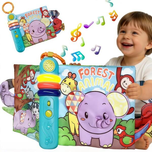 TENGEE おもちゃ 知育玩具 3歳 多機能布絵本 音楽30曲 ライト 動物の鳴き声 英語学習 2段階音量 布のおもちゃ 祝い 男の子 女の子 誕生日プレゼント 人気 触覚聴覚視覚刺激 (森の動物)商品コード：49081118039型番：...