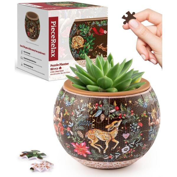 ピースリラックス(PieceRelax) 80ピース プラ製3D立体植木鉢パズル(10X10X7cm)子供 プレゼント ペン立て 御菓子缶 インテリア (K1130)商品コード：49081118259型番：K1130カラー：子鹿のキャロル【...